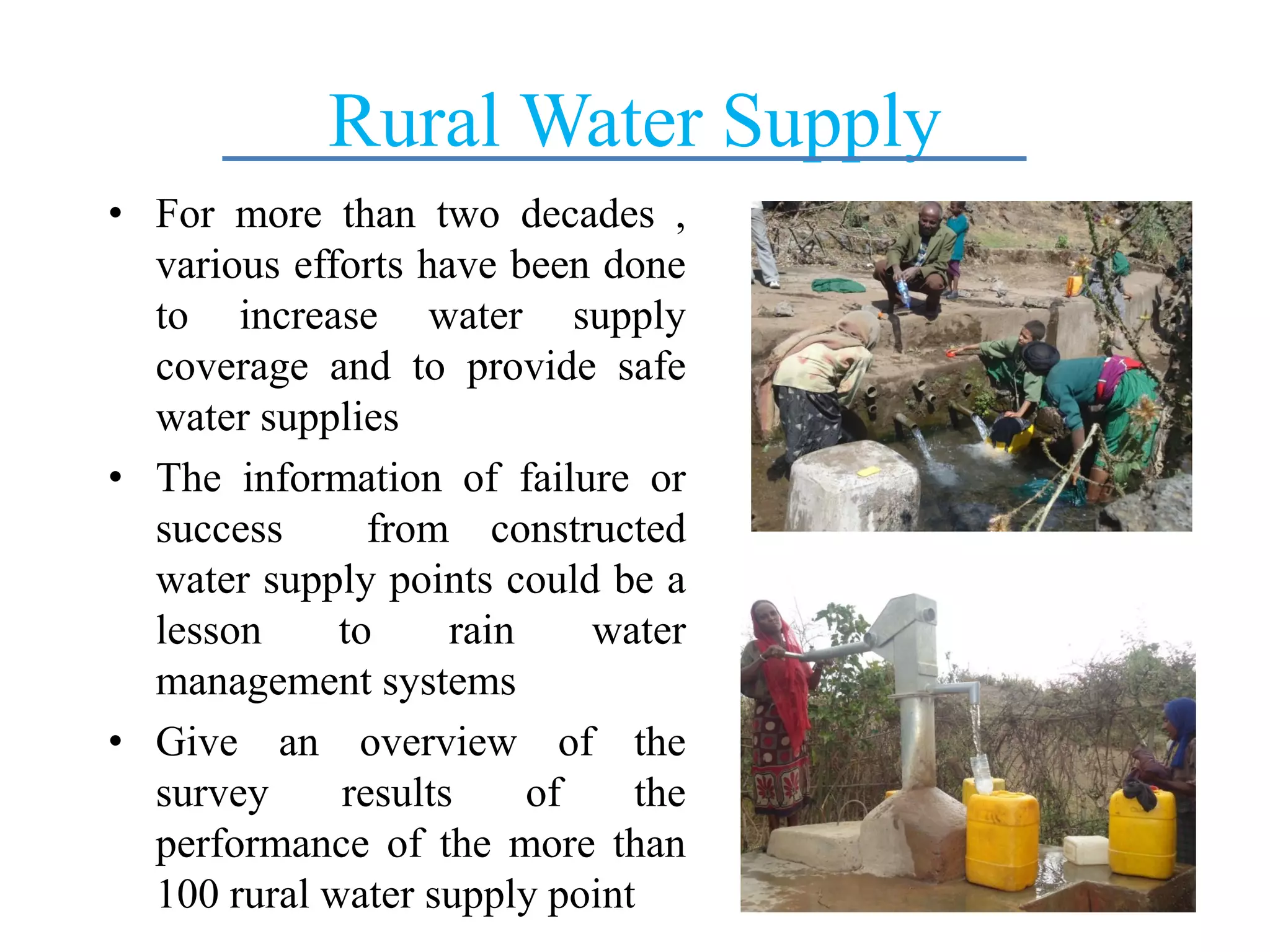 Factors in sub-optimum performance of rural water supply (RWS) systems ...