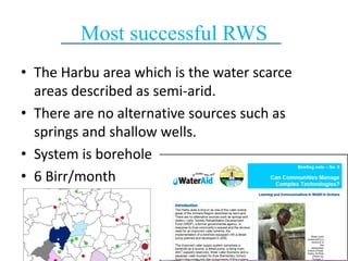 Factors in sub-optimum performance of rural water supply (RWS) systems ...