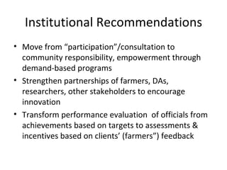 Review of policy and institutional issues related to agricultural water ...