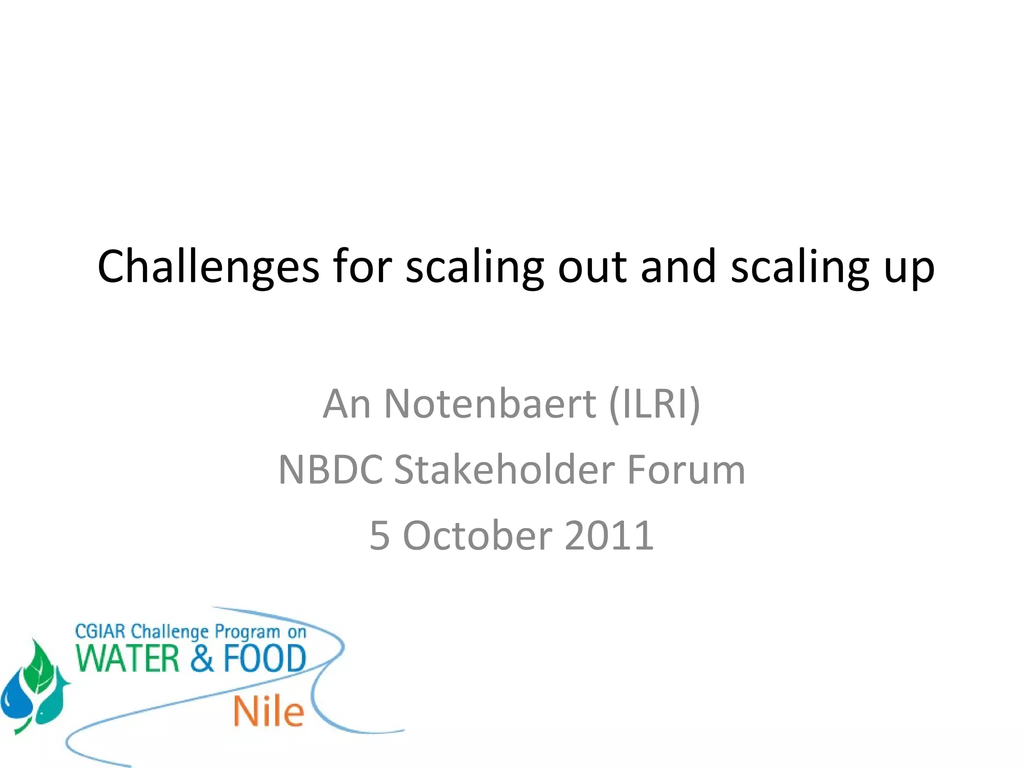 Challenges for scaling out and scaling up rainwater management practices | PPT | Agriculture ...
