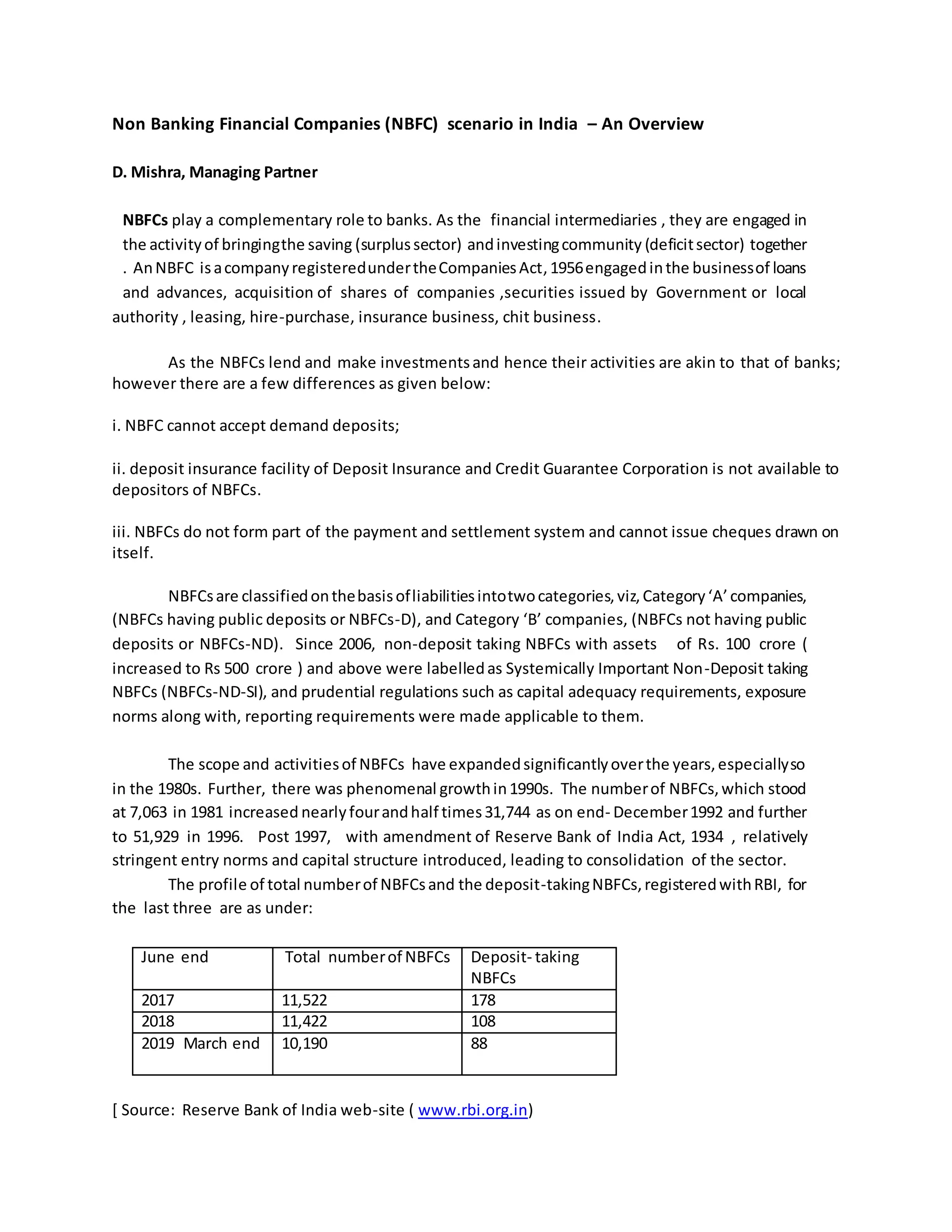 NBFC Sector in India - overview | DOCX