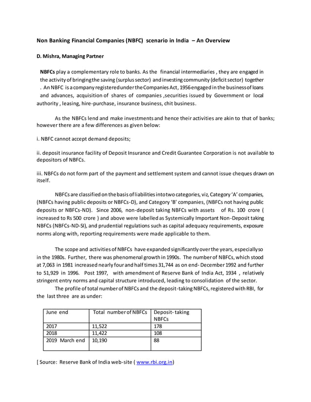NBFC Sector in India - overview | PDF