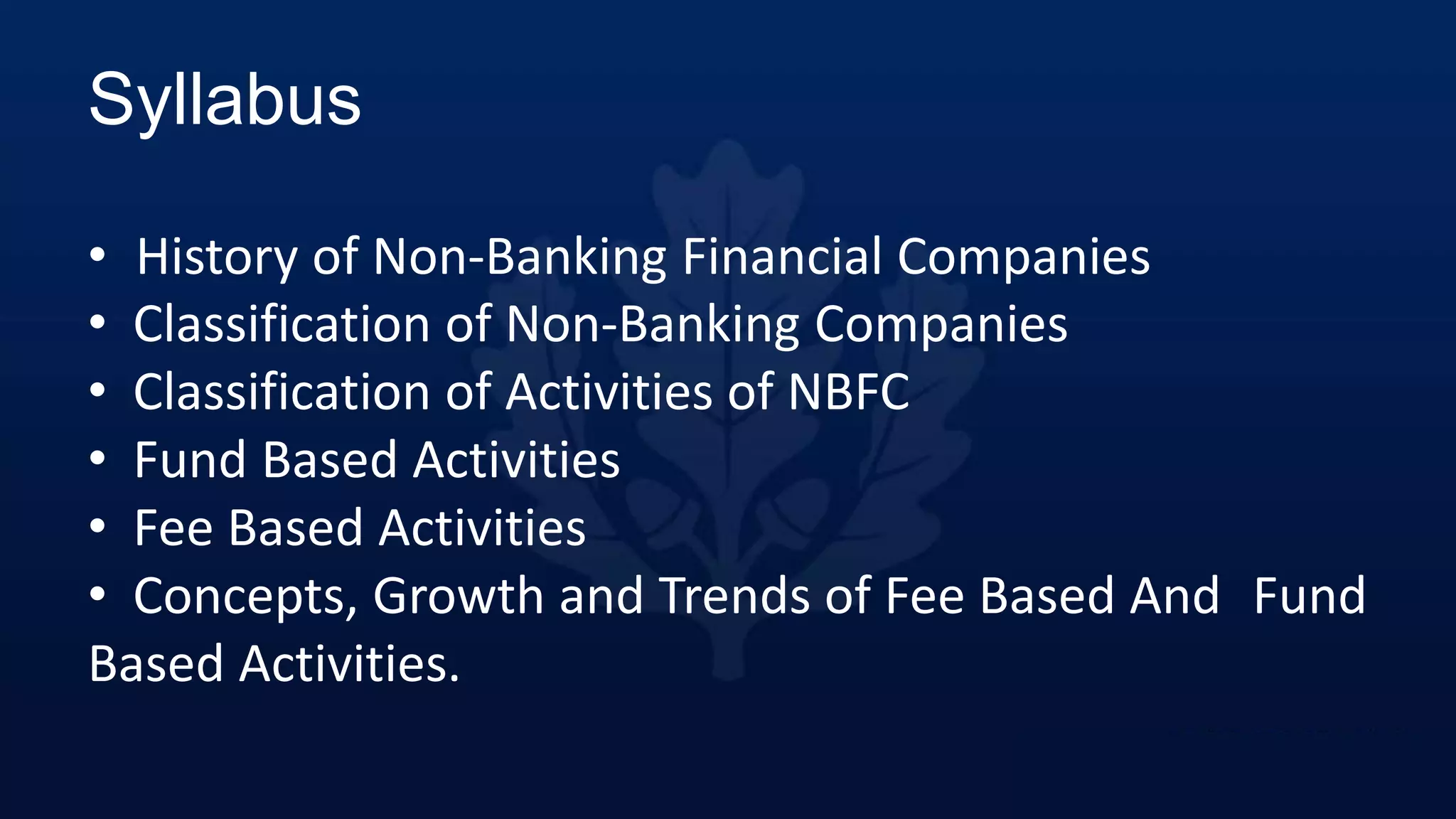 History of Non-Banking Financial Companies Classification of Non ...