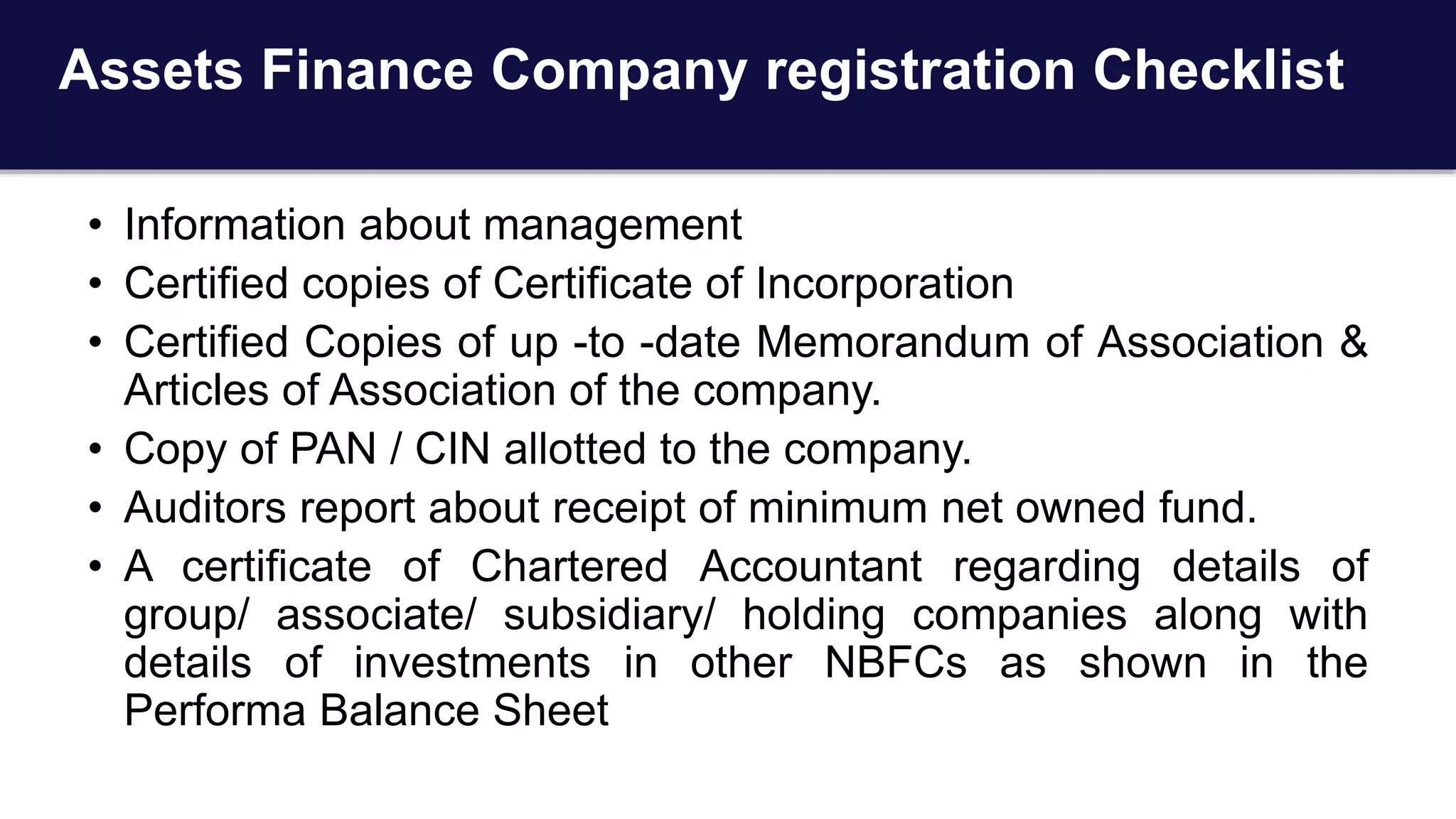 History of Non-Banking Financial Companies Classification of Non ...