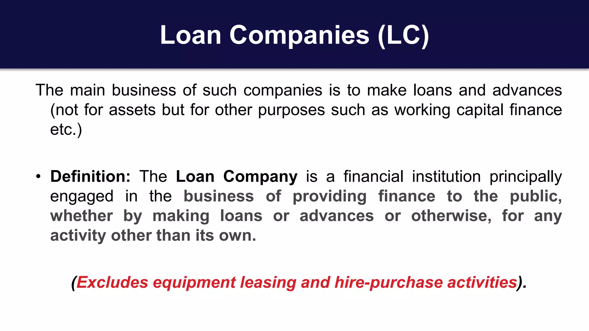History of Non-Banking Financial Companies Classification of Non ...