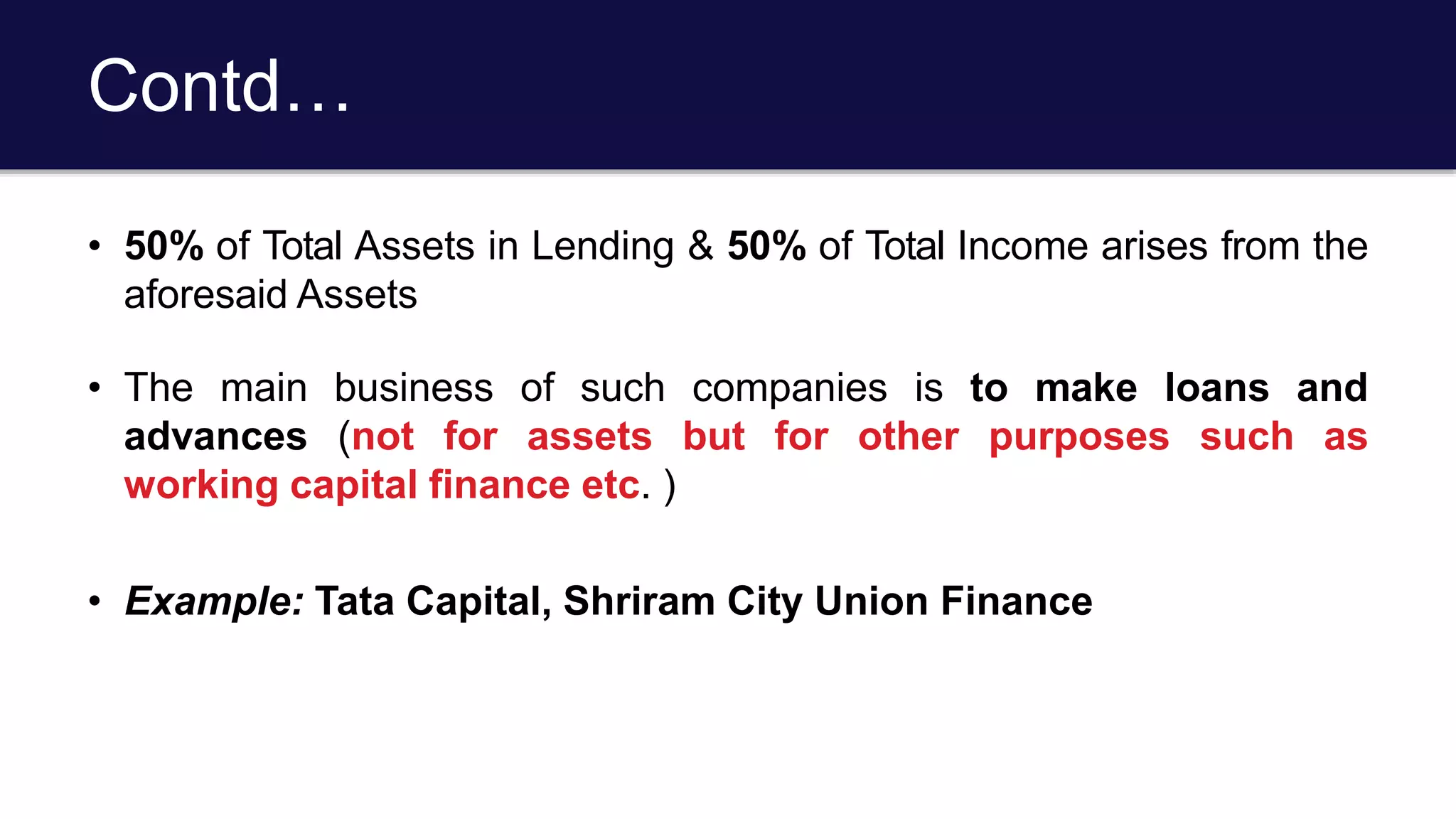 History of Non-Banking Financial Companies Classification of Non ...