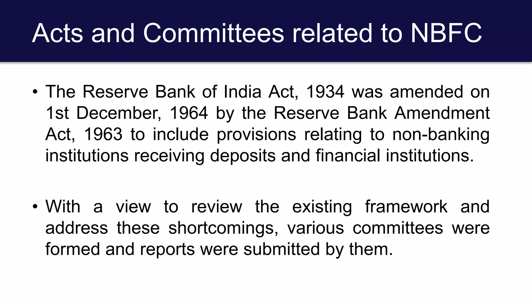 History of Non-Banking Financial Companies Classification of Non ...