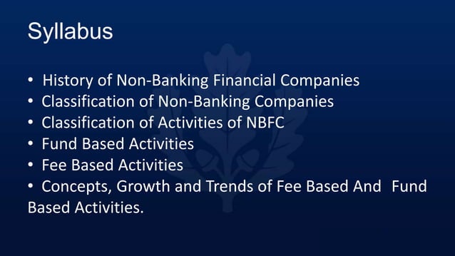 History of Non-Banking Financial Companies Classification of Non ...