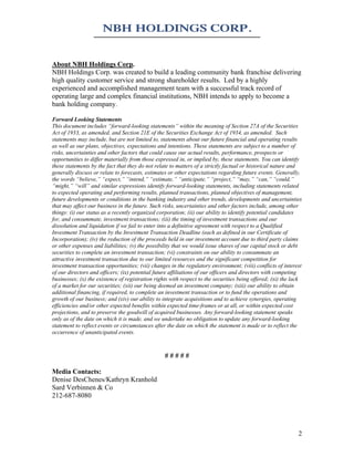 Nbhh Corp10 20 09 | PDF