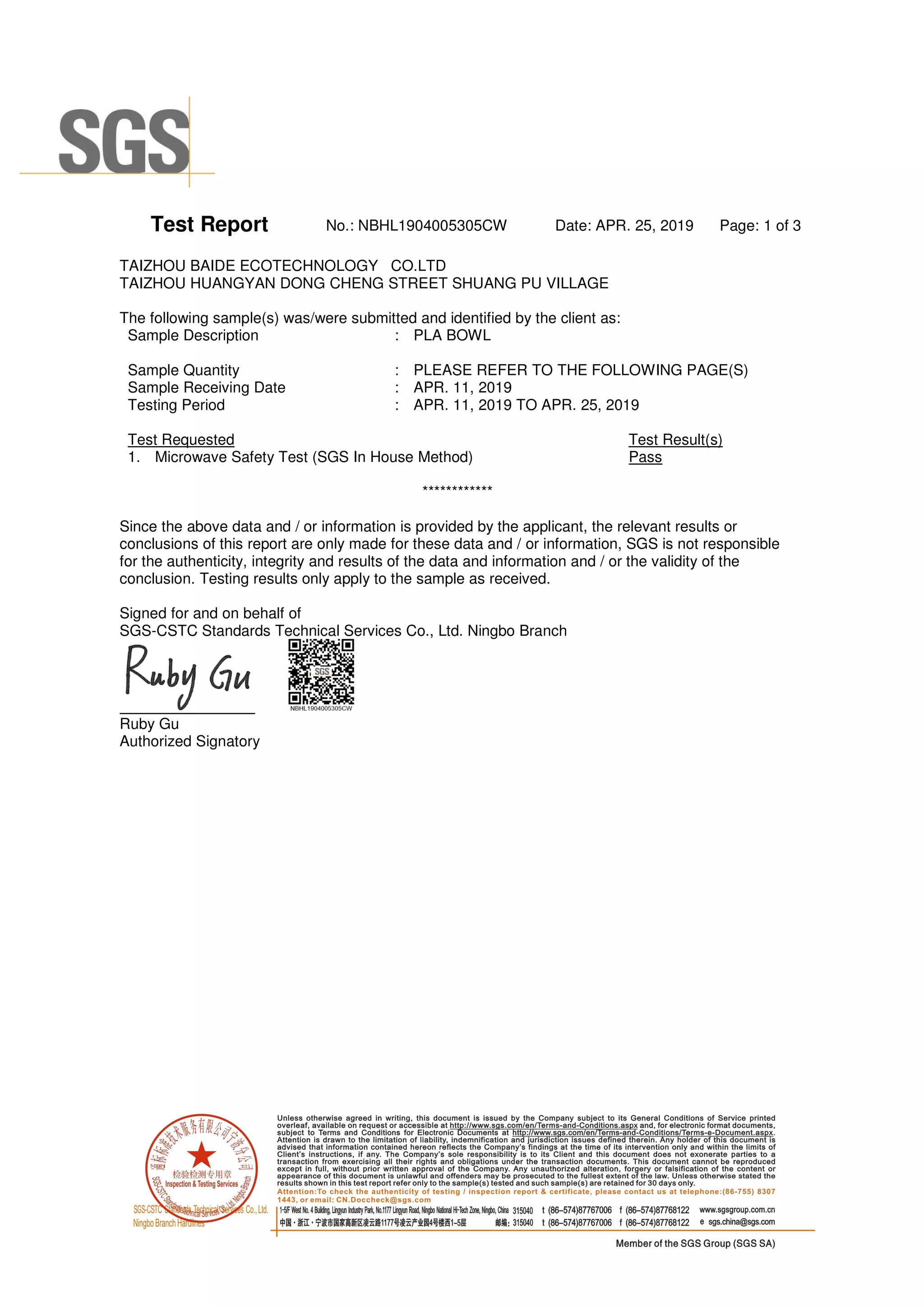 Certificados SGS EU | PDF