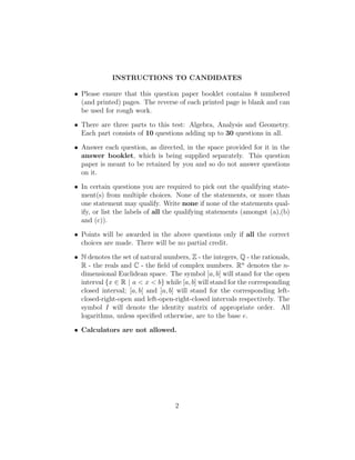 Nbhm m. a. and m.sc. scholarship test 2008 | PDF