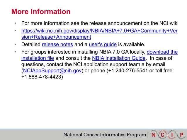 NBIA 7.0 Community Version Release | PPT