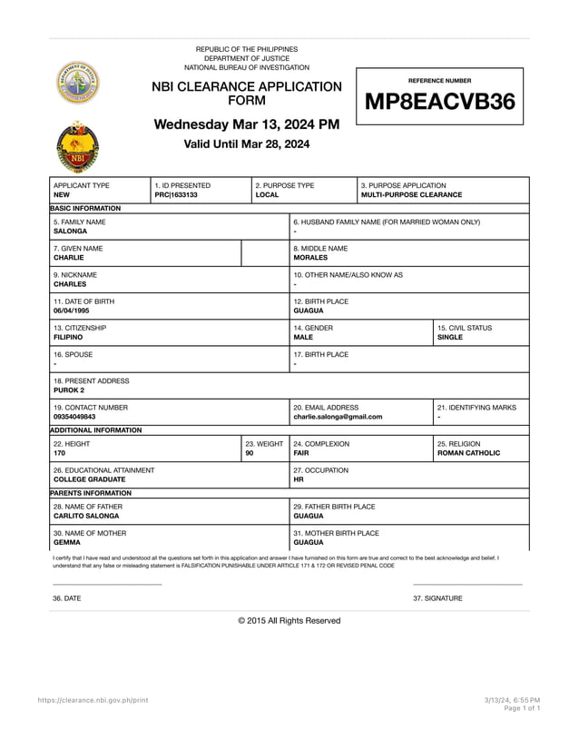 NBI CLEARANCE hehehhevehevhevgevywhebehhwhwh | PDF