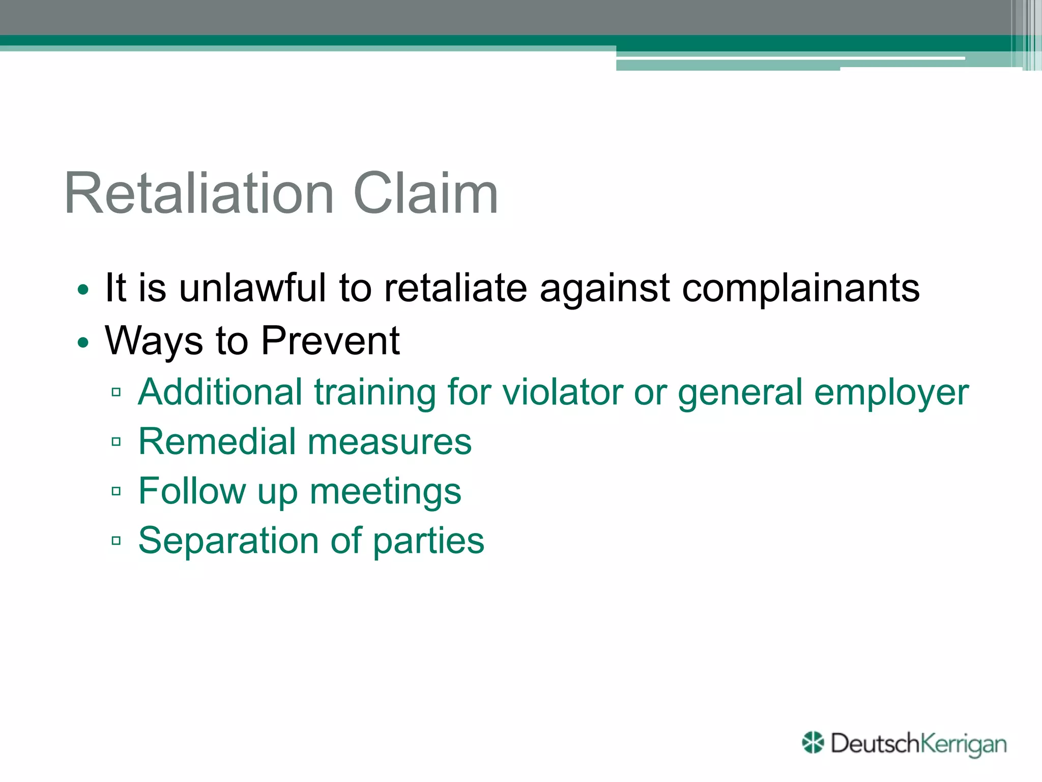 Harassment, Discrimination, and Retaliation Claim How-To's | PPT | Free ...
