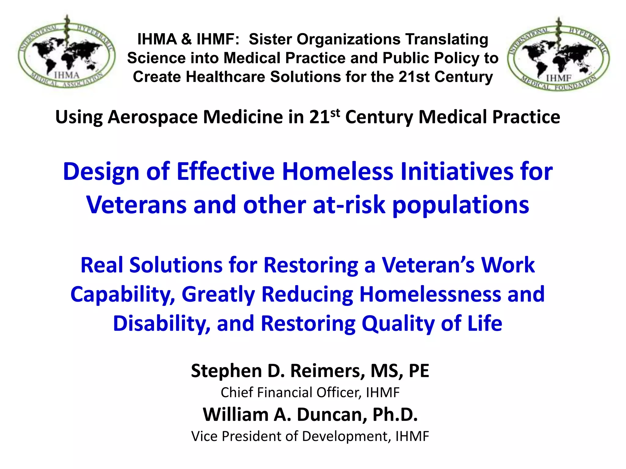 Design of Effective Homeless Initiatives for Veterans and other at-risk ...