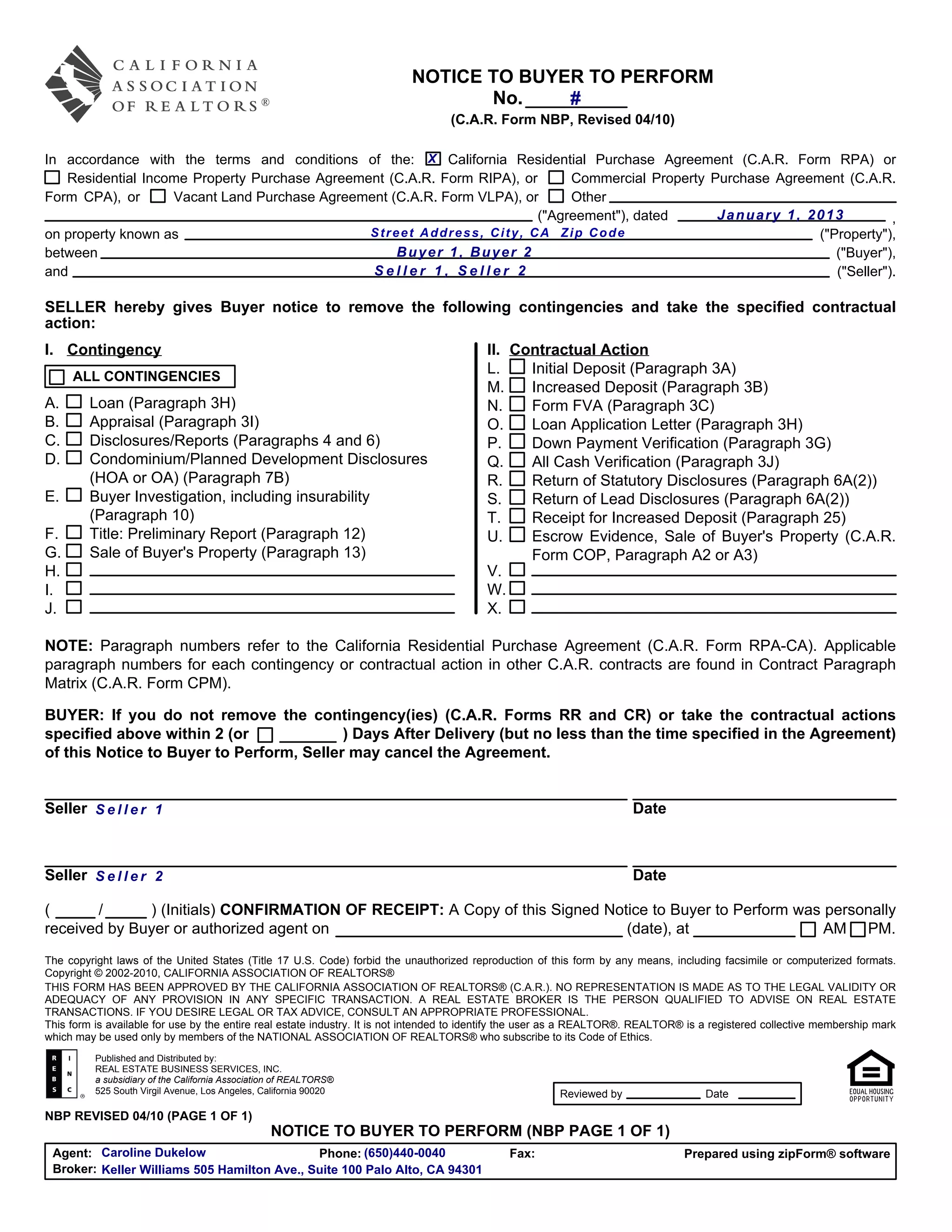 Nbp notice to buyer to perform - 410 | PDF