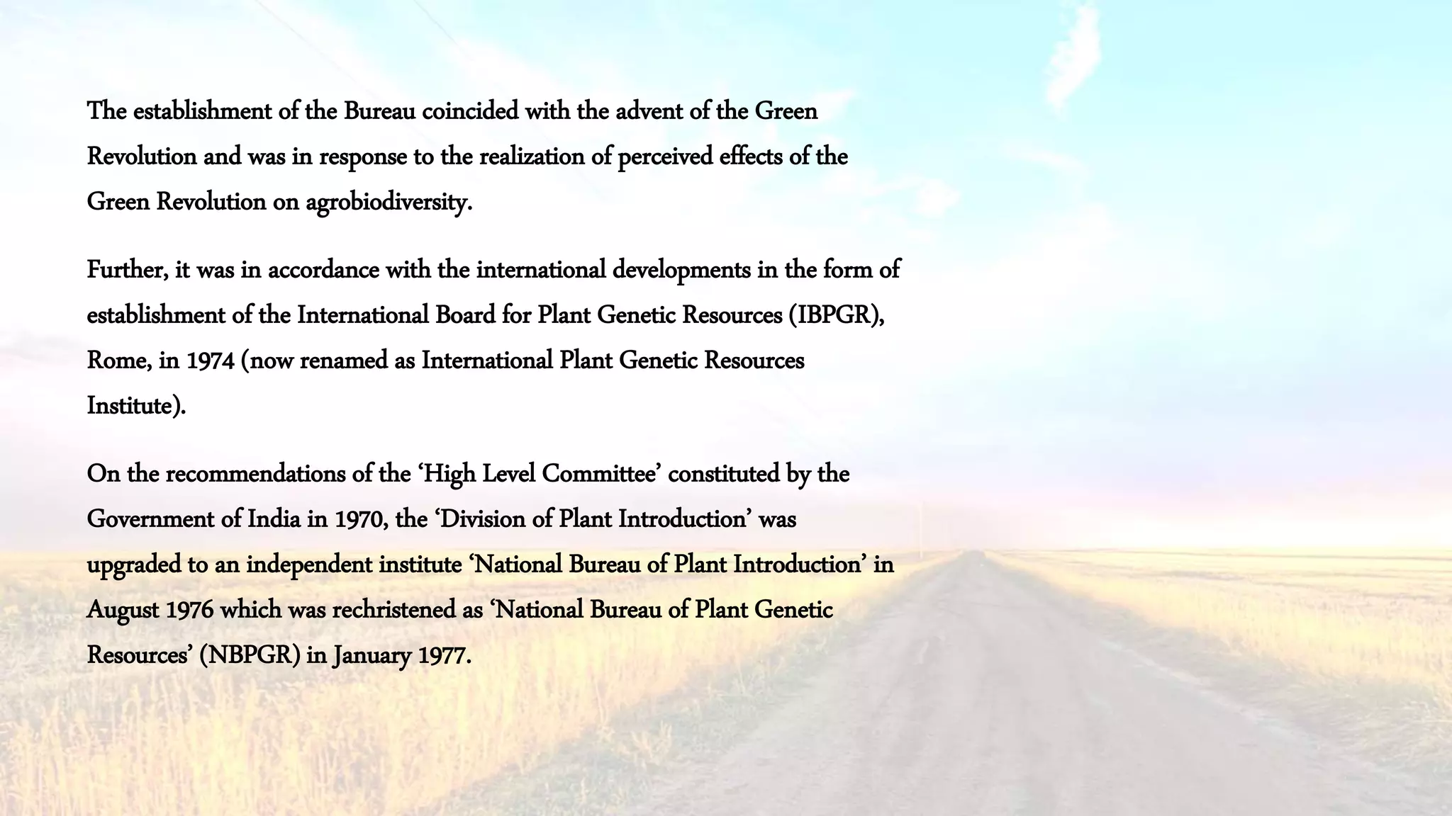 NBPGR-National Bureau of plant genetic Resources. | PPTX