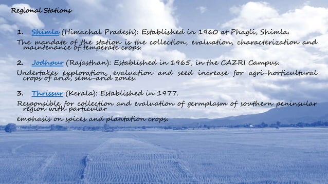NBPGR-National Bureau of plant genetic Resources. | PPTX | Agriculture ...