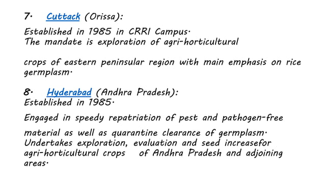 NBPGR-National Bureau of plant genetic Resources. | PPTX | Agriculture ...