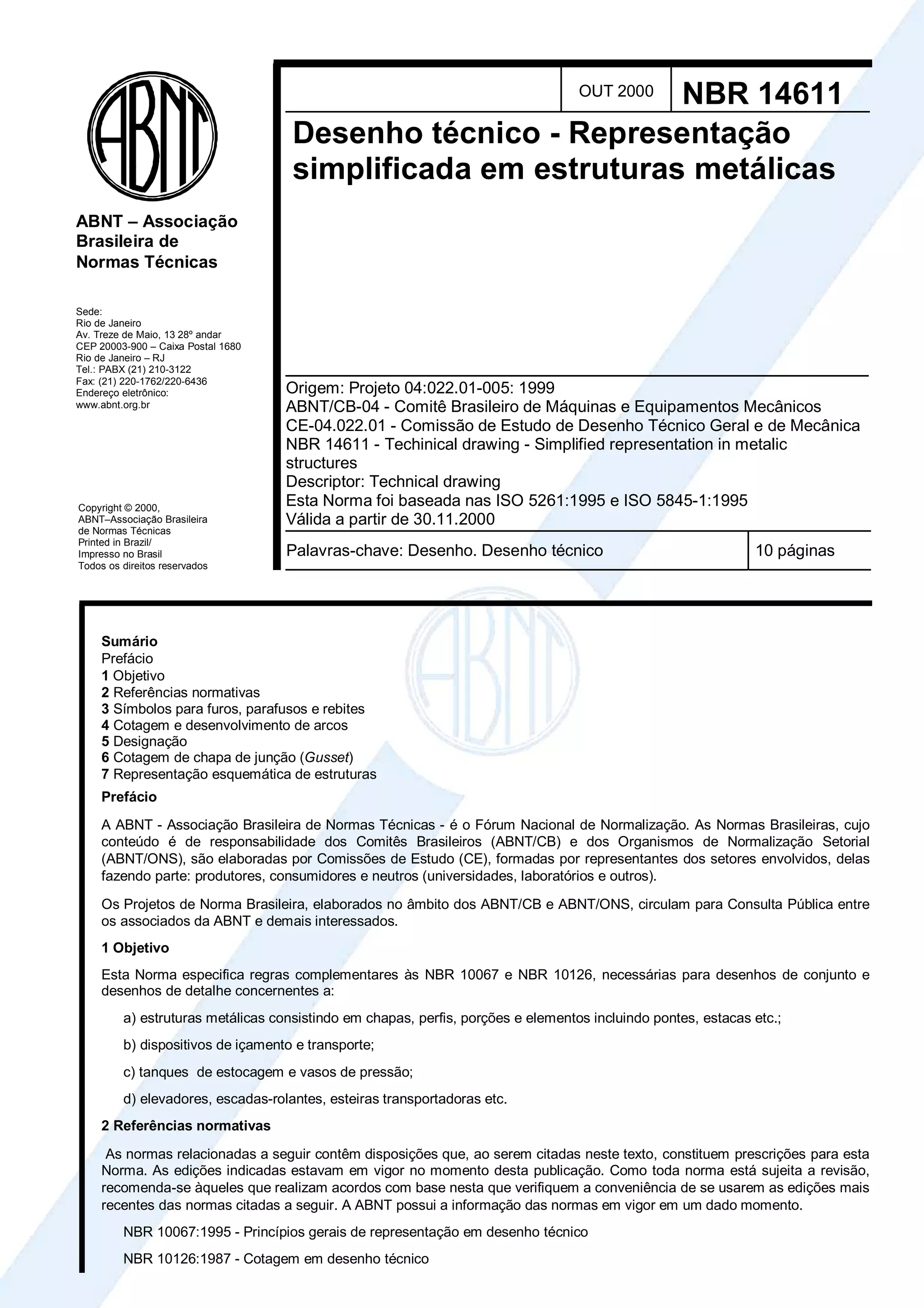 Nbr 14611 desenho técnico - representação de estruturas metálicas | PDF