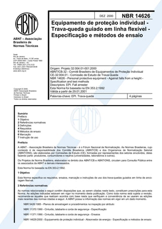 Nbr 14626 2000 - equipamento de proteção individual - trav | PDF