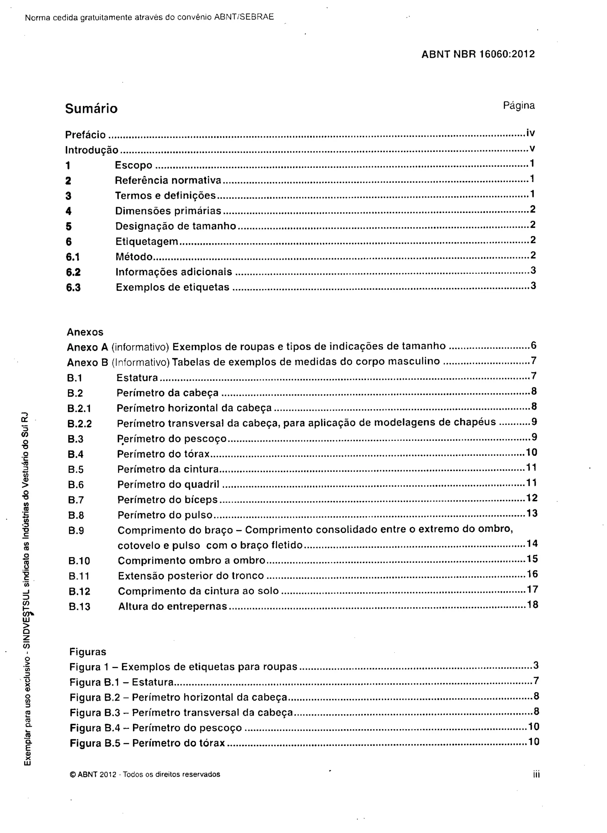 Nbr 16060 medidas masculinas | PDF
