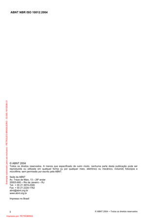 ABNT NBR ISO 10012:2004 - Sistema de Gestão de Medição | PDF