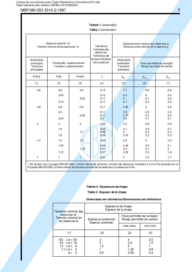 Nbr nm iso 3310-2 - 1997 - peneiras de ensaio