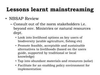 National Biodiversity Strategies & Action Plans 2.0: Lessons learned ...