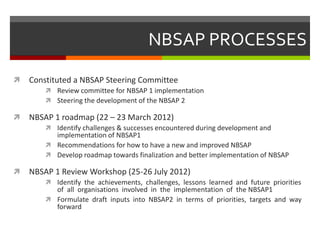 National Biodiversity Strategies & Action Plans 2.0: Lessons learned ...