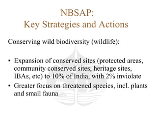 Biodiversity Conservation, Sustainability, and Equity: India's NBSAP ...