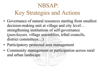 Biodiversity Conservation, Sustainability, and Equity: India's NBSAP ...