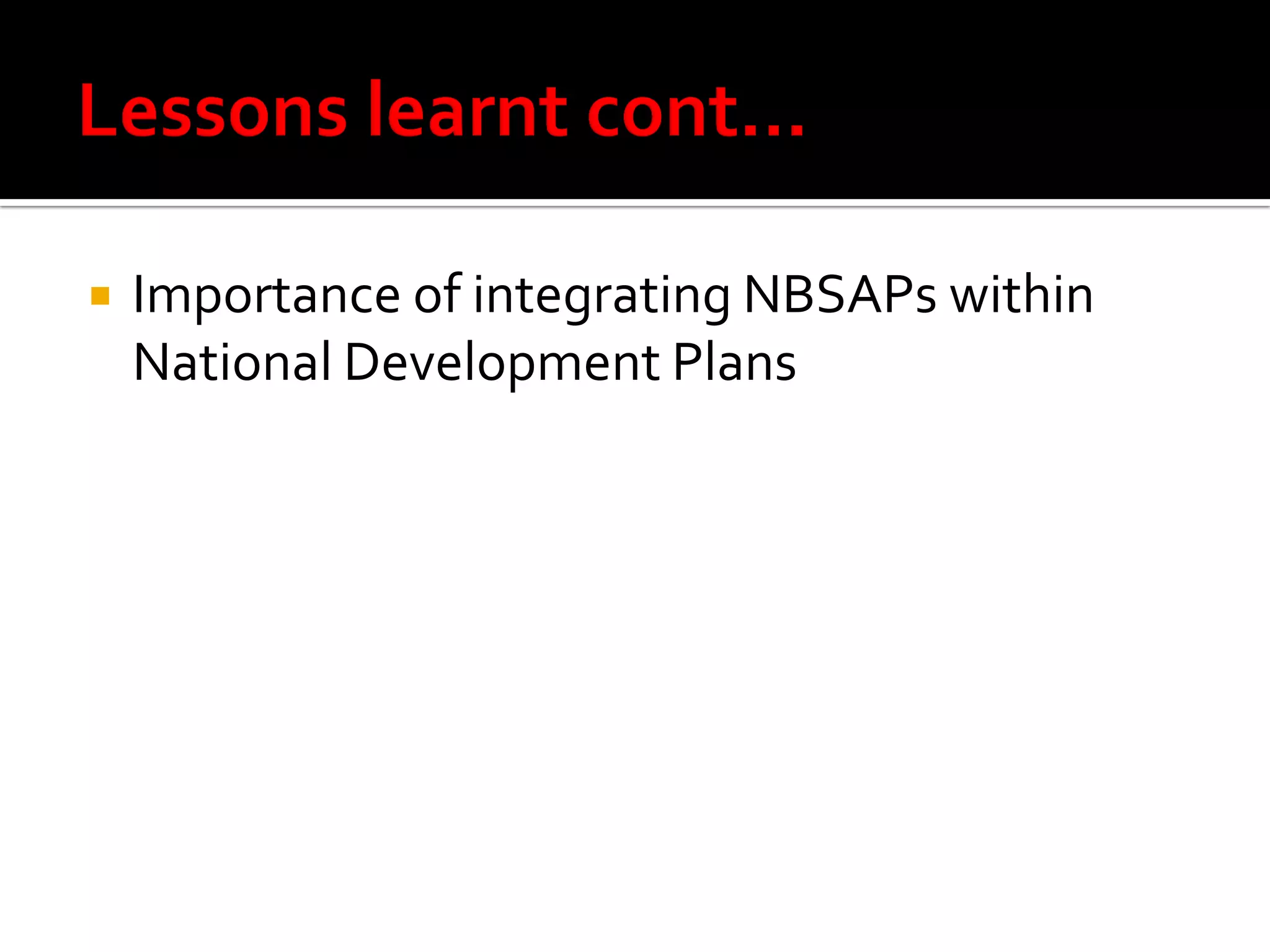 National Biodiversity Strategies & Action Plans 2.0: Lessons learned ...