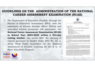 NCAE-SY2024-2025-Orientation for grade 10 | PDF