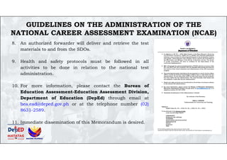 NCAE-SY2024-2025-Orientation for grade 10 | PDF