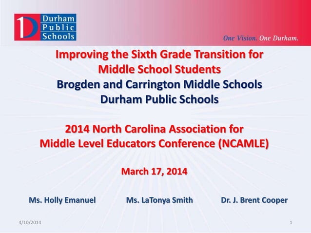 Improving the 6th Grade Transition for Middle School Students | PPTX