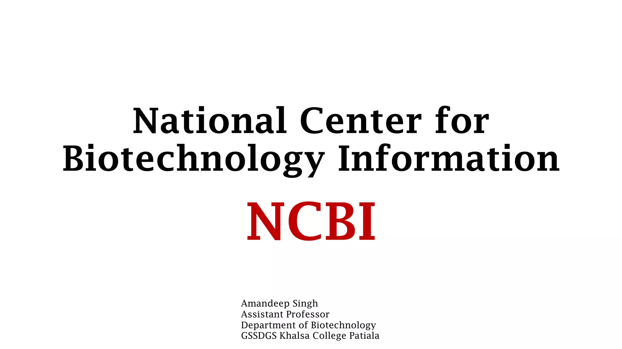 NCBI National Center for Biotechnology Information | PDF