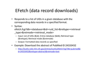 NCBI API - Integration into analysis code | PDF
