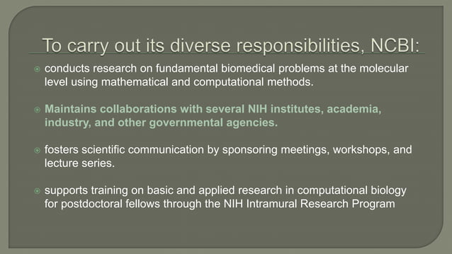 NCBI Database.pptx | Databases | Computer Software and Applications