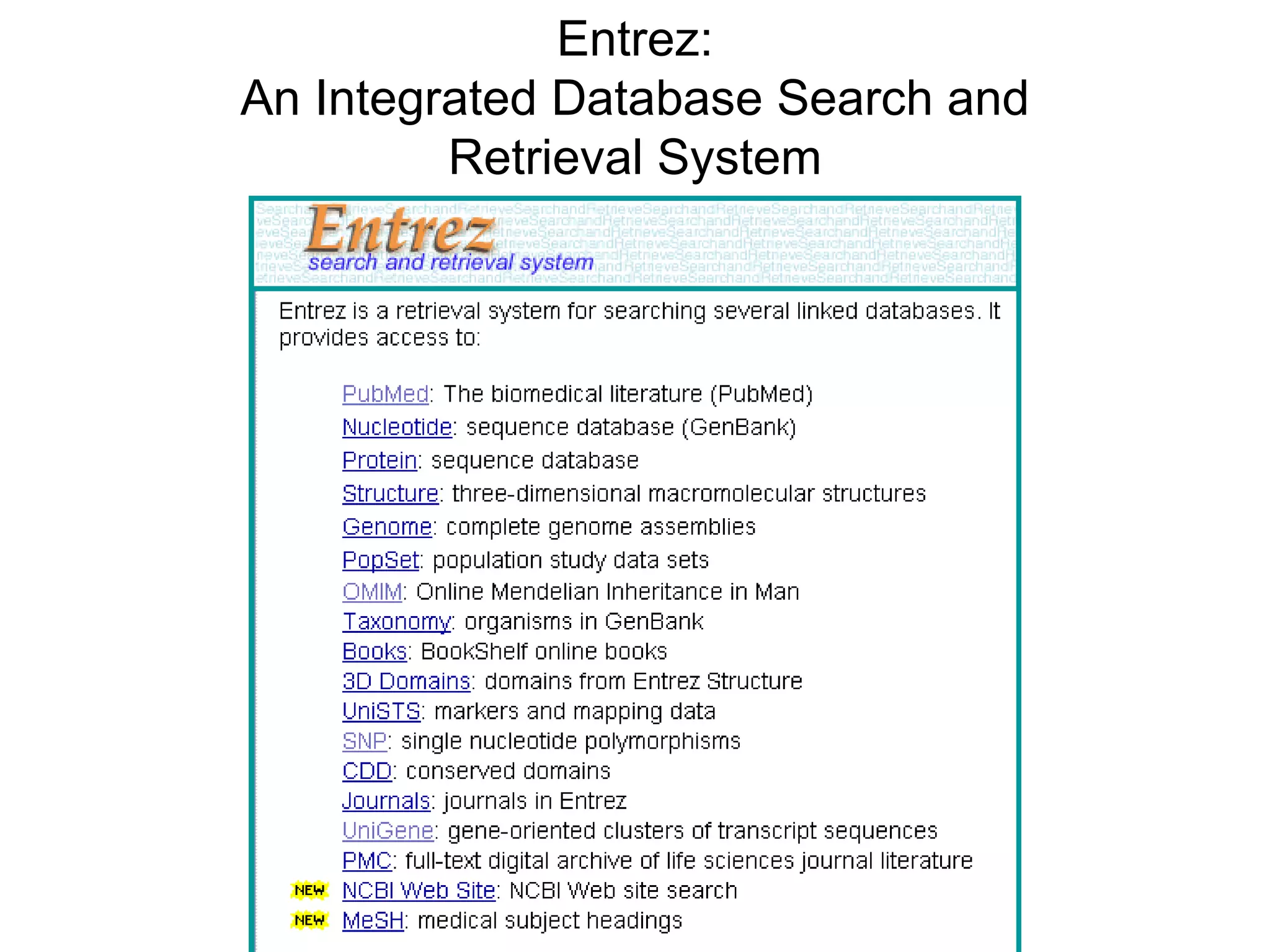 NCBI | PPT | Databases | Computer Software and Applications