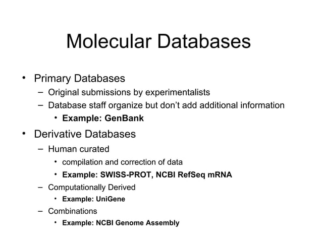 NCBI | PPT | Databases | Computer Software and Applications