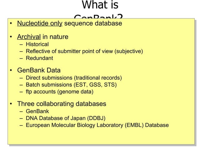 NCBI | PPT | Databases | Computer Software and Applications