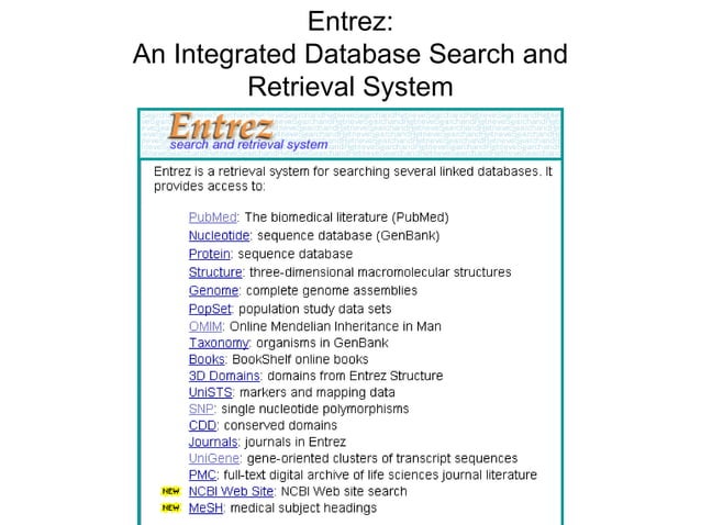 NCBI | PPT | Databases | Computer Software and Applications