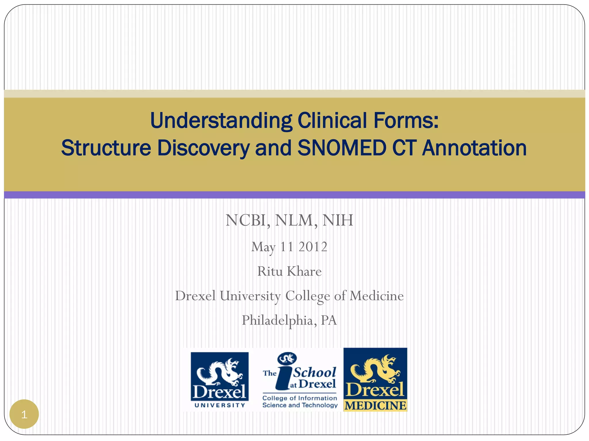Understanding Clinical Forms: Structure Discovery and SNOMED CT ...