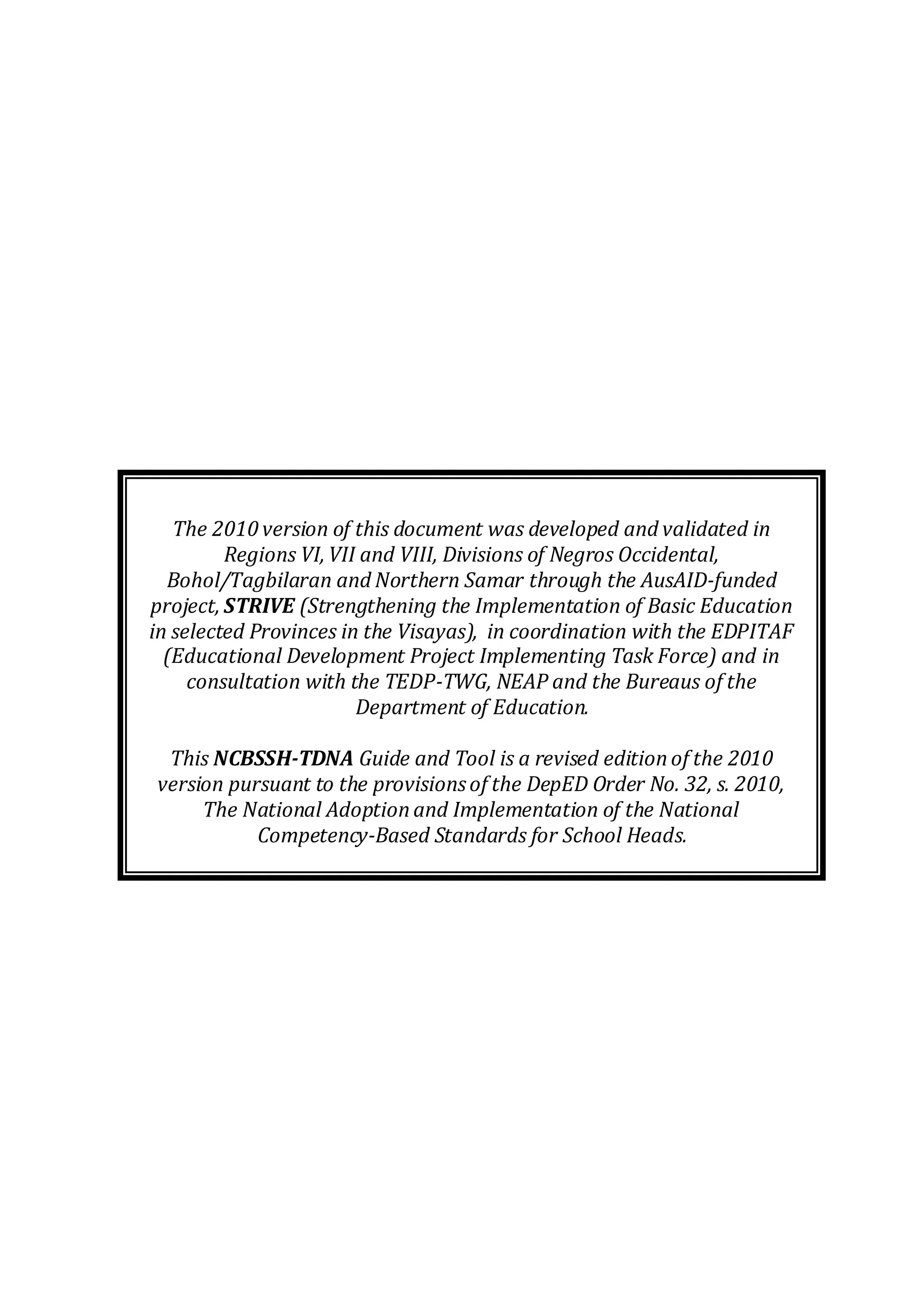 DepEd National Competency-Based Standards for School Heads | PDF