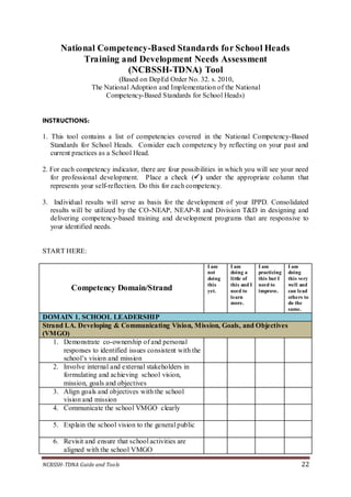 DepEd National Competency-Based Standards for School Heads | PDF