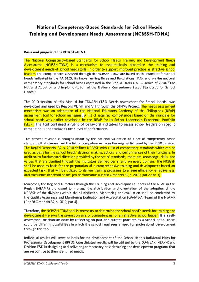 DepEd National Competency-Based Standards for School Heads | PDF