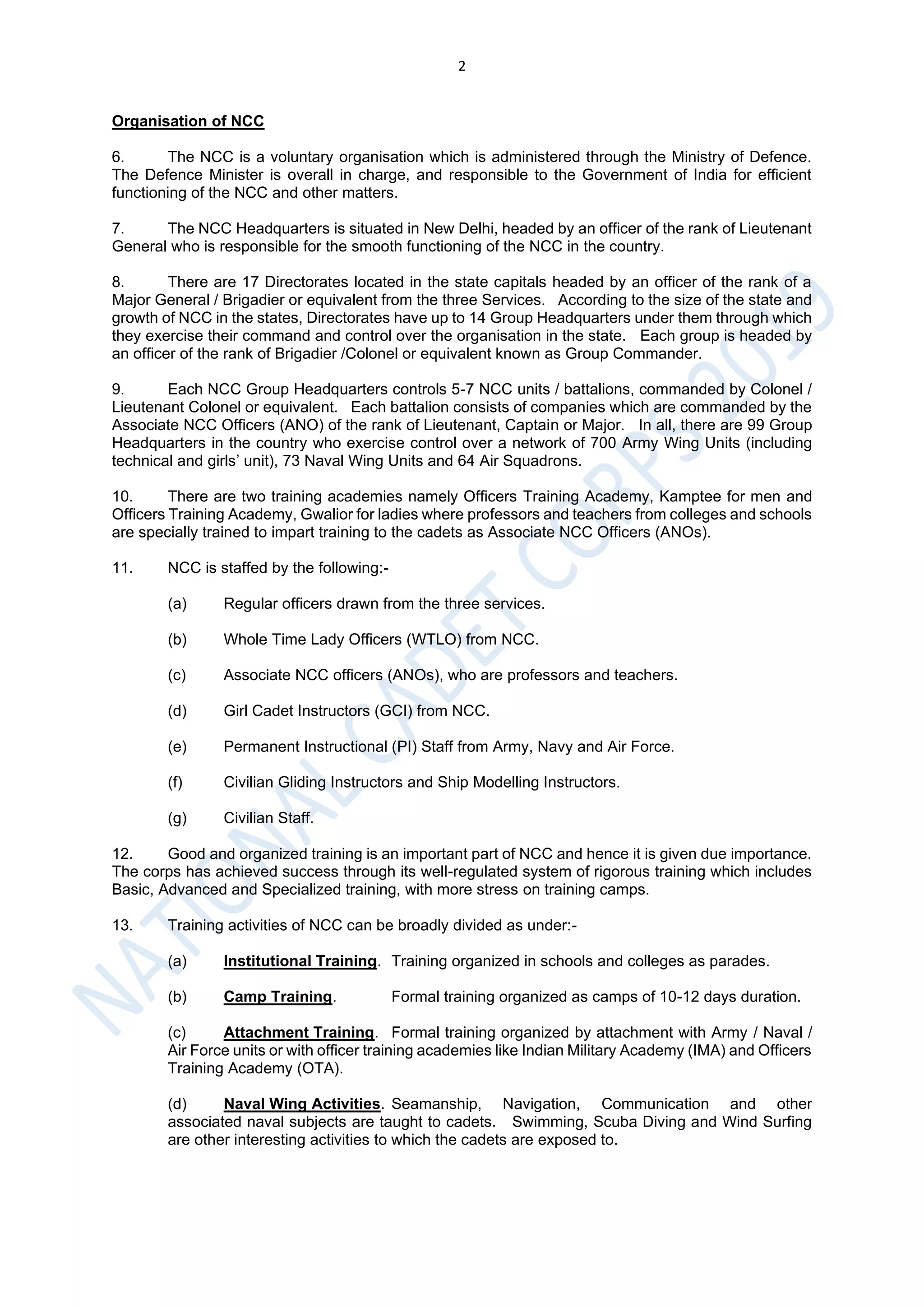 National Cadet Corps(NCC) | PDF
