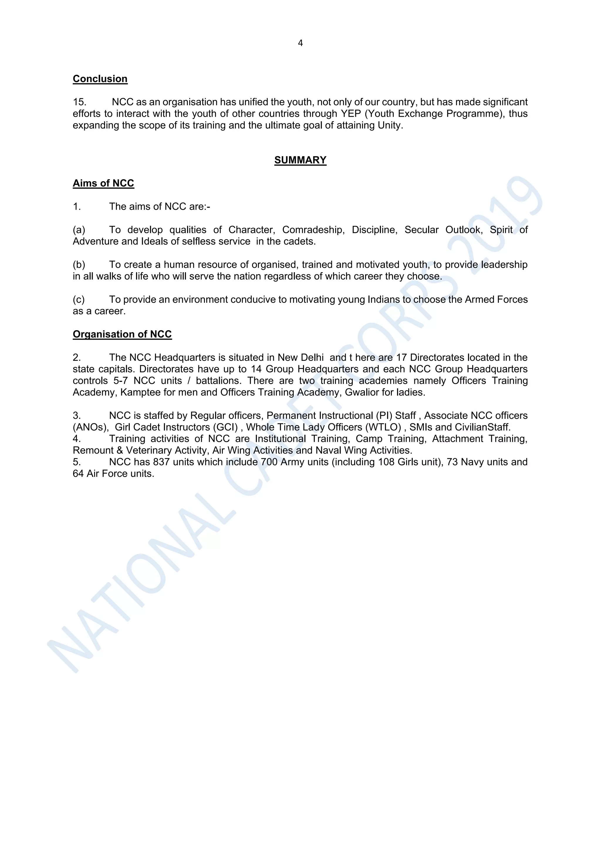 National Cadet Corps(NCC) | PDF