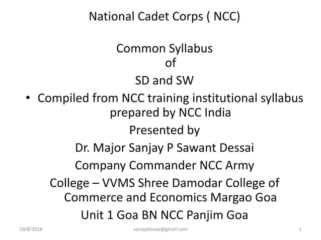NCC common syllabus for B and C certificate examination | PPTX ...